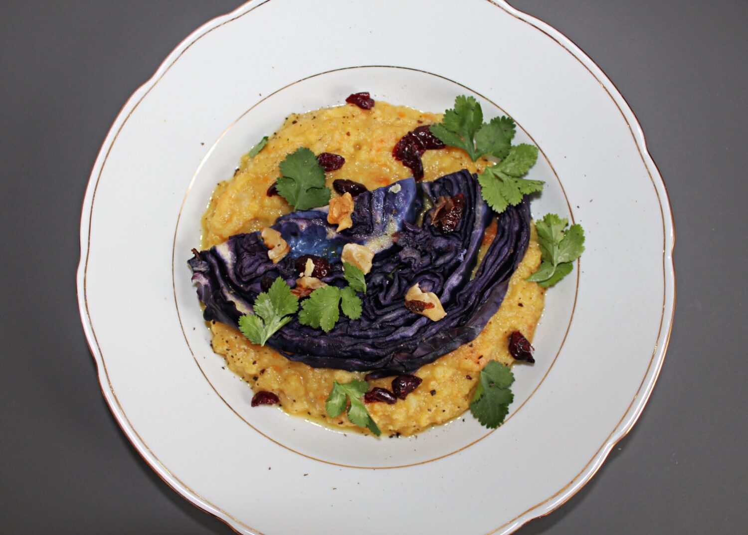 Red Lentil Puree with Roasted Red Cabbage and Cranberries - Tasty ...